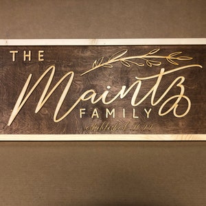 Personalized Family With EST Wedding Gift Idea 3D Laser Cut Sign Last ...
