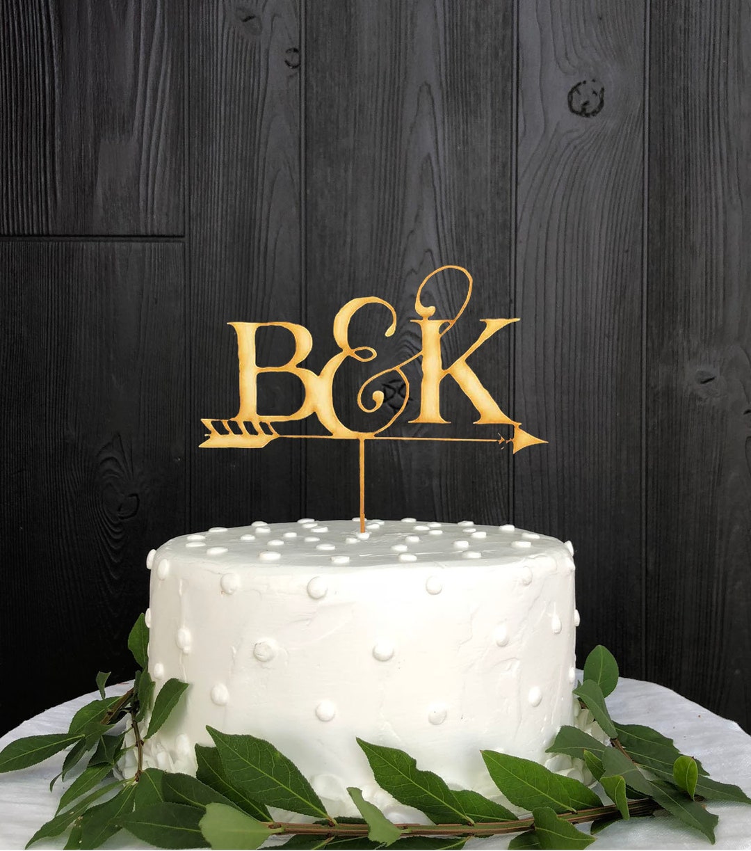 Customized Wedding Cake Topper W Arrow/initials Personalized Cake ...