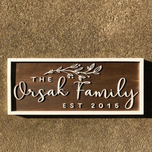 Personalized Family With EST Wedding Gift Idea 3D Laser Cut Sign Last ...