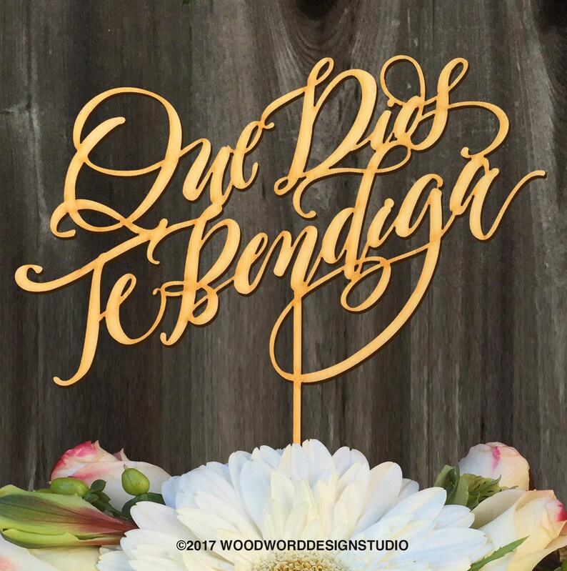 Que Dios Te Bendiga Cake Topper, Spanish Cake Topper, Go With God Cake ...