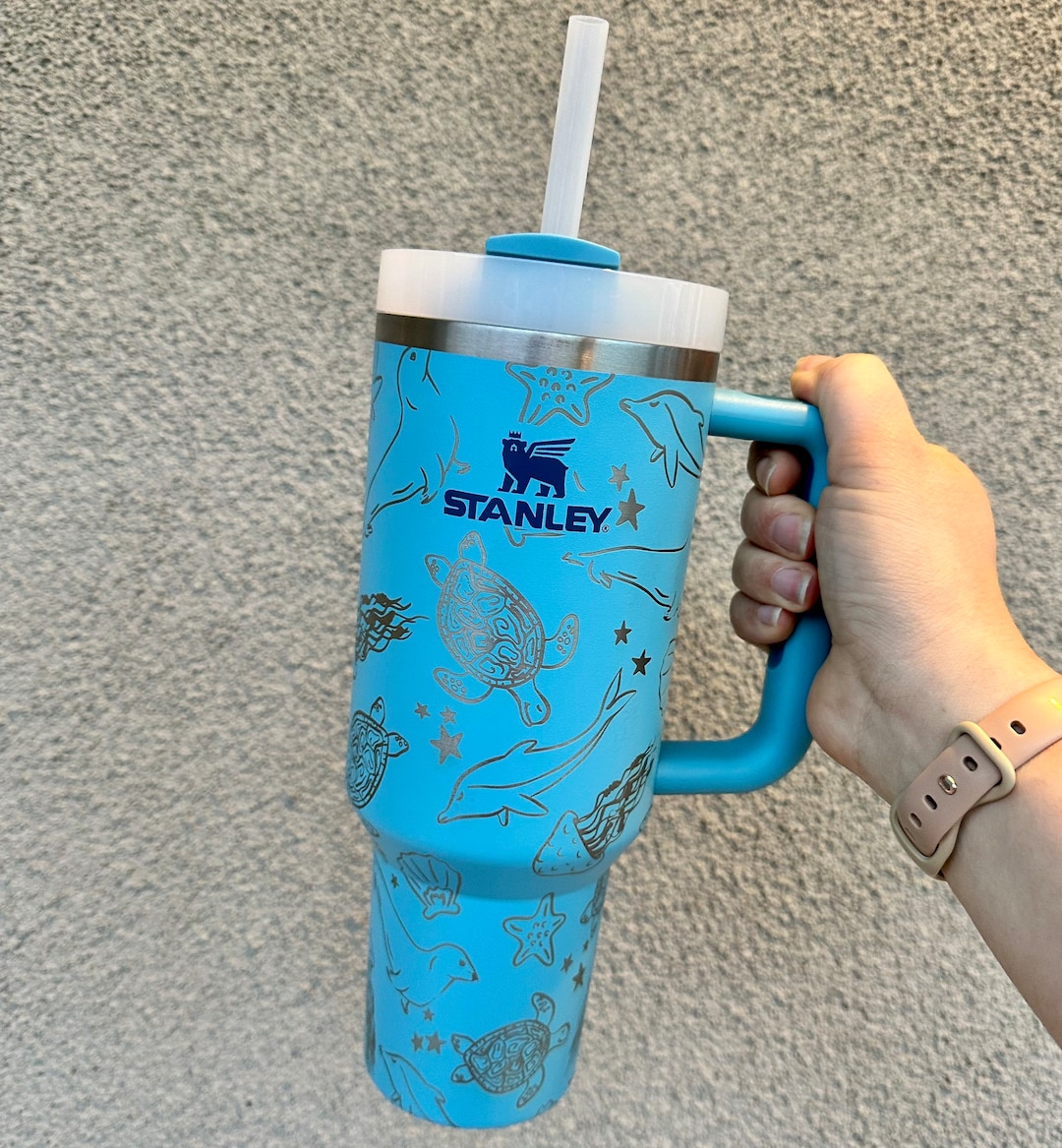 Ocean Animal Tumbler, Engraved Tumbler, 40oz Tumbler With Handle, Ocean ...