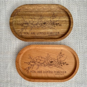 Floral Trinket Tray, Bible Verse Decor, God Love, Engraved Tray, Wood ...