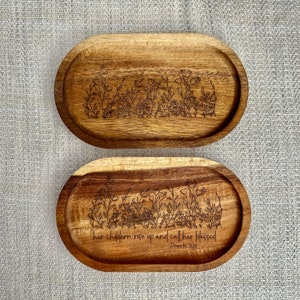 Floral Trinket Tray, Bible Verse Decor, God Love, Engraved Tray, Wood ...