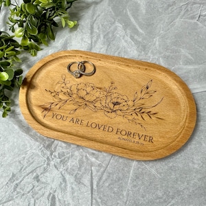 Floral Trinket Tray, Bible Verse Decor, God Love, Engraved Tray, Wood ...