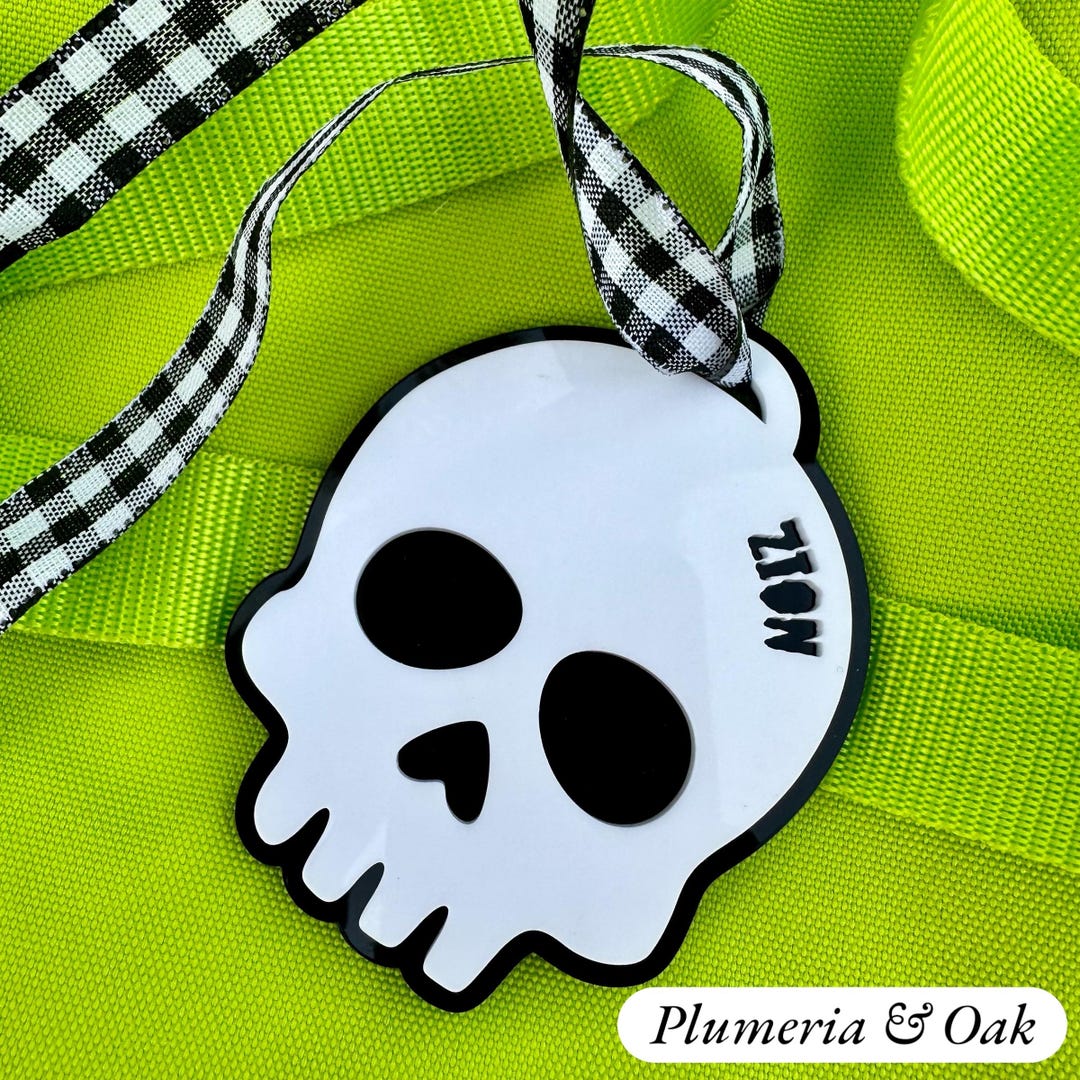 Skull Bag Charm, Halloween Candy Bag Tag, Skull Name Tag, Boo Basket ...
