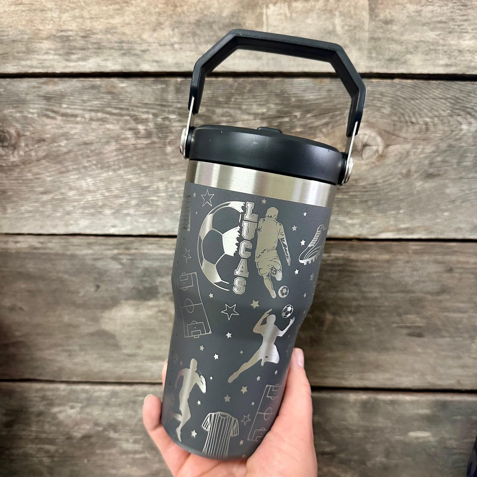 Soccer Tumbler, Engraved Tumbler, Soccer Player, Soccer Water Bottle ...