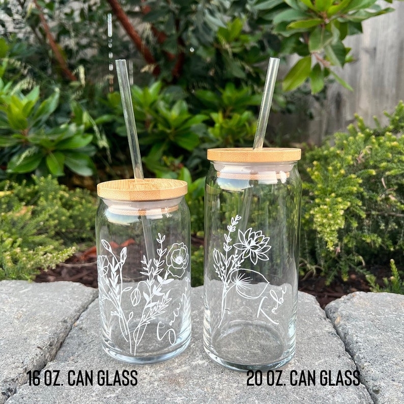 Personalized Birthday Glass Birth Month Flower Birth Flower | Etsy