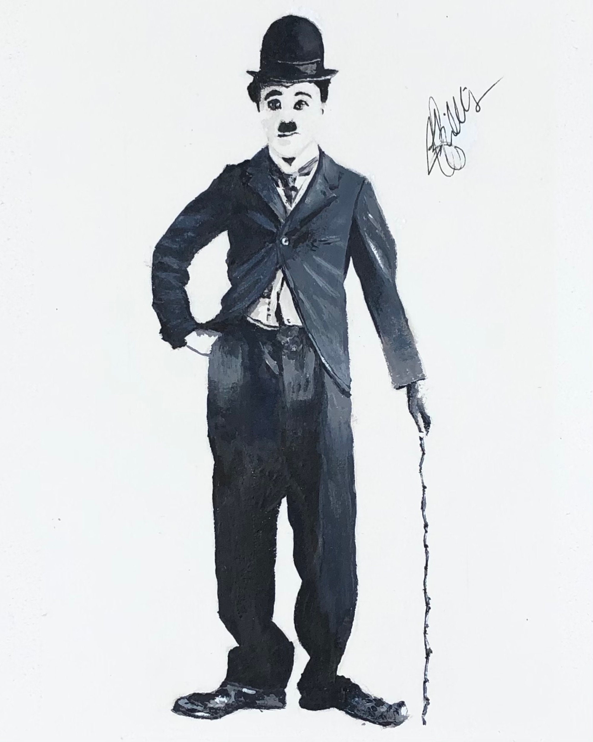 Charlie Chaplin Standing Watercolor Print - Etsy