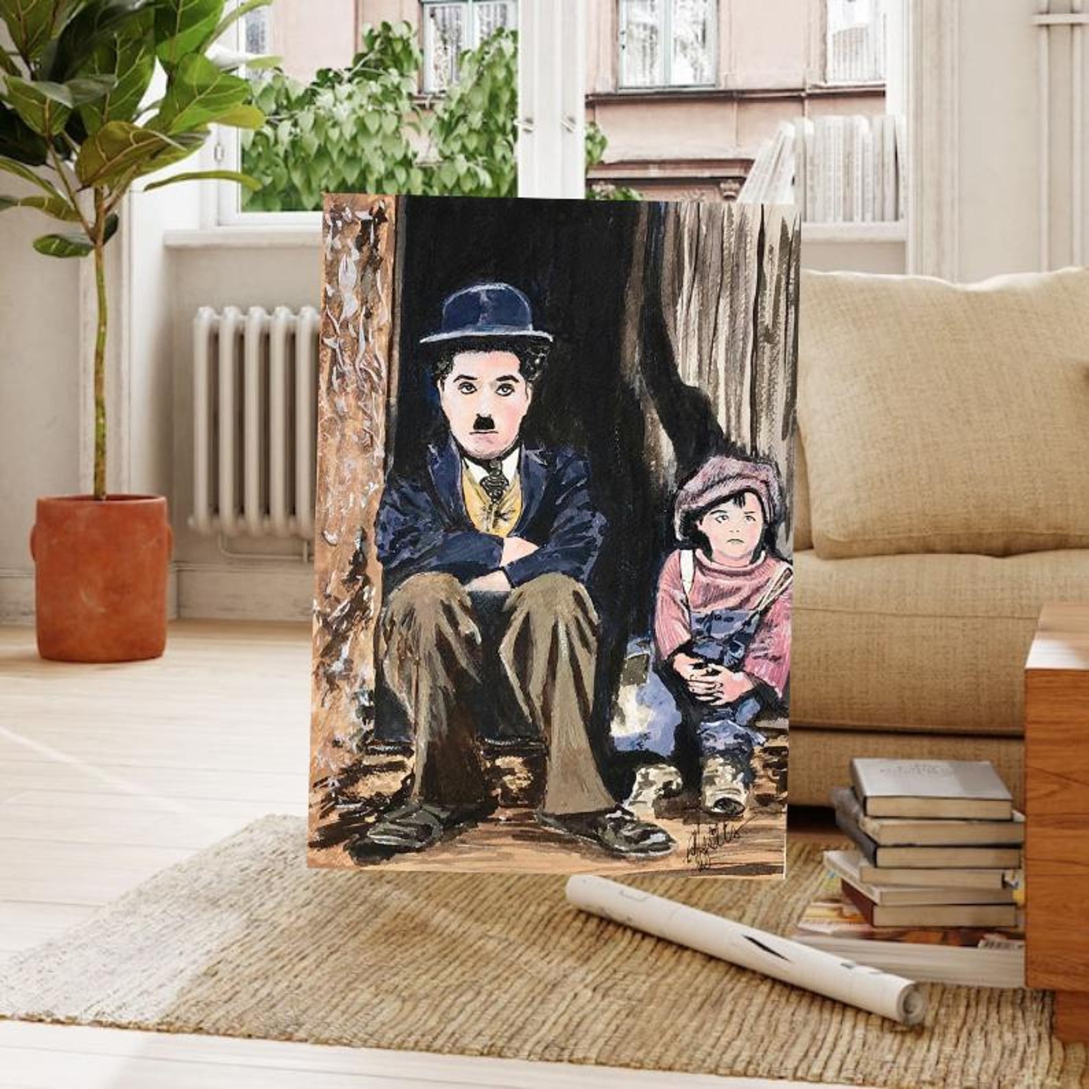 Charlie Chaplin With the Kid / Charlie Chaplin Poster / Vintage Vinyl ...