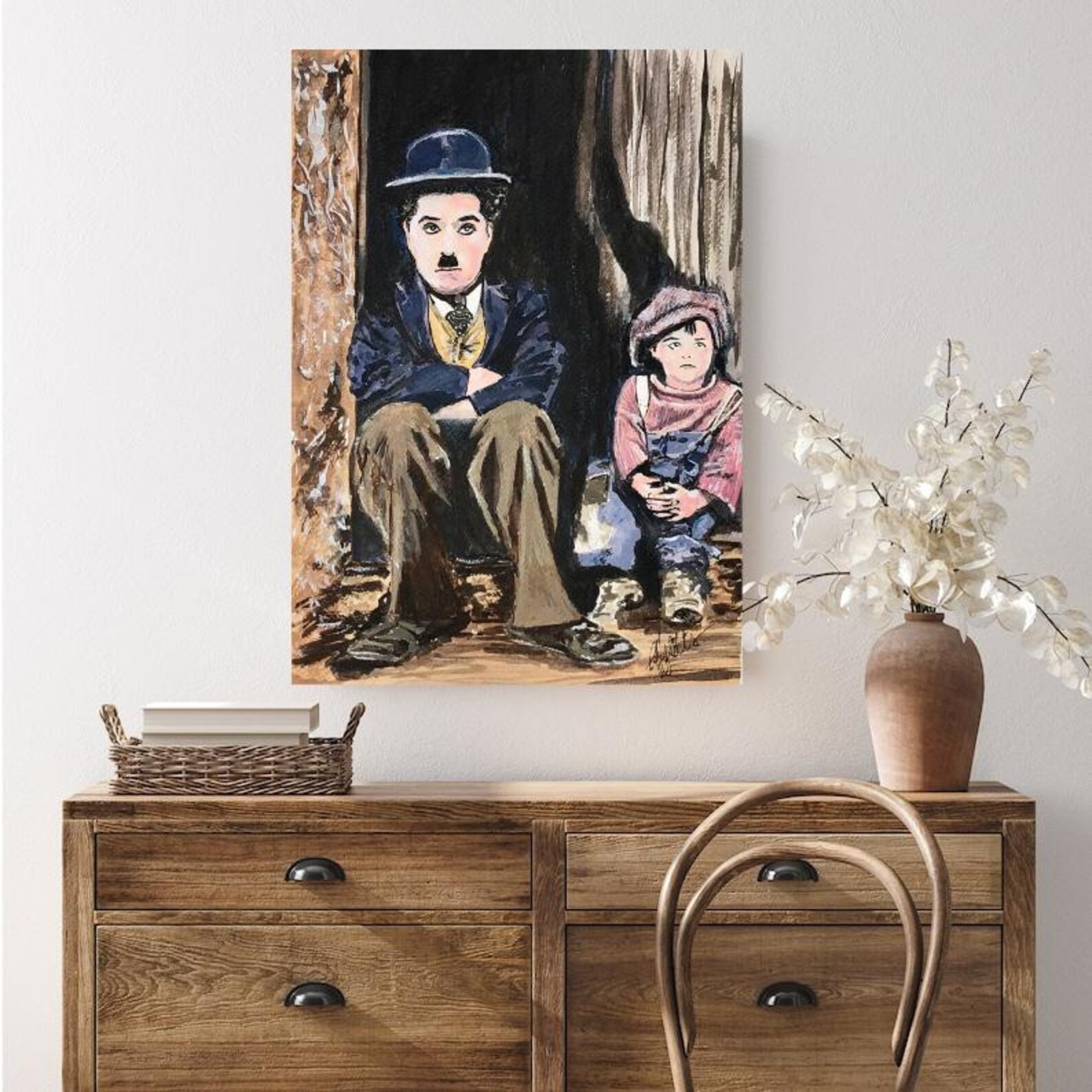 Charlie Chaplin With the Kid / Charlie Chaplin Poster / Vintage Vinyl ...