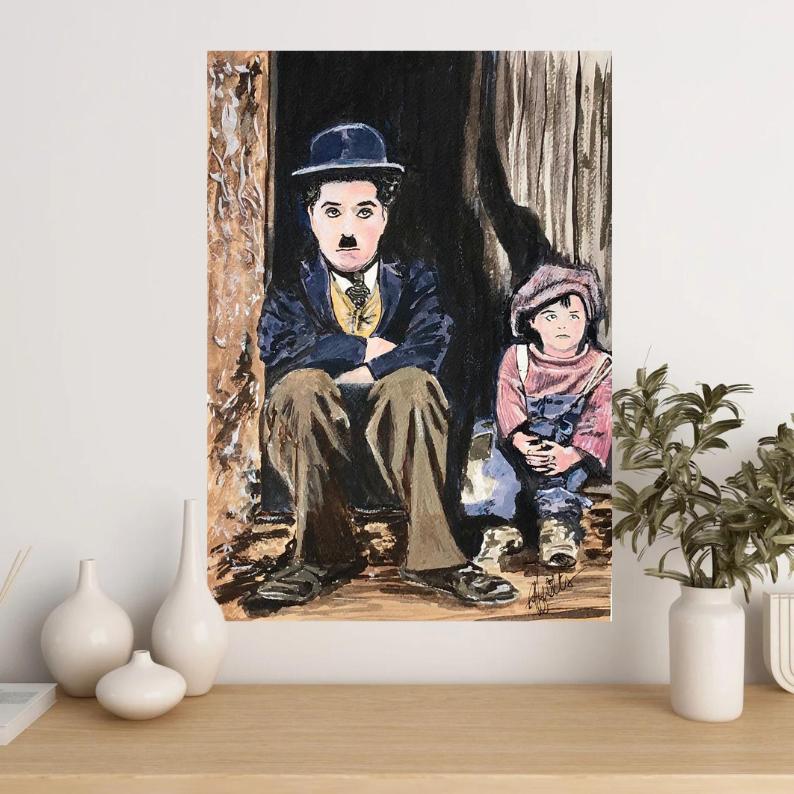 Charlie Chaplin With the Kid / Charlie Chaplin Poster / Vintage Vinyl ...