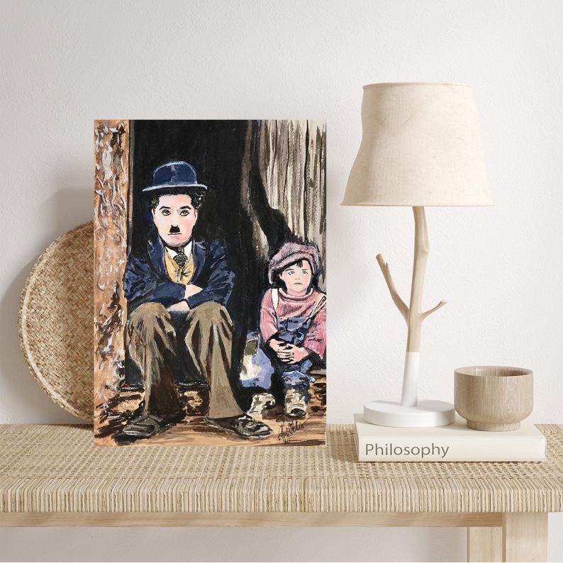 Charlie Chaplin With the Kid / Charlie Chaplin Poster / Vintage Vinyl ...