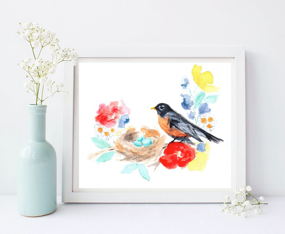 American Robin Bird Illustration Print 8x10 - Etsy