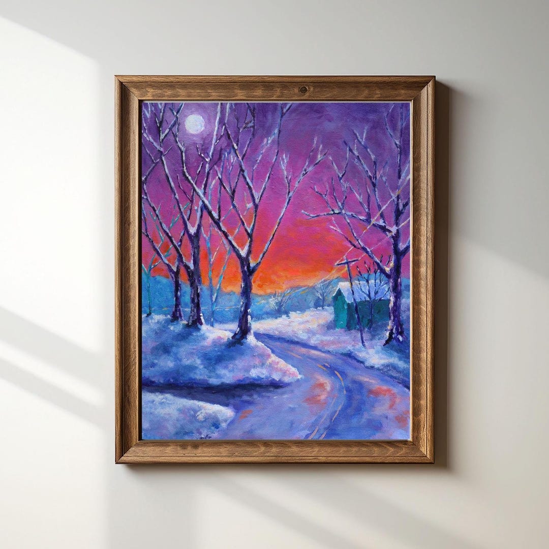 Snow Moon | Vibrant Acrylic Illustration | Print | 8" X 10" - Etsy