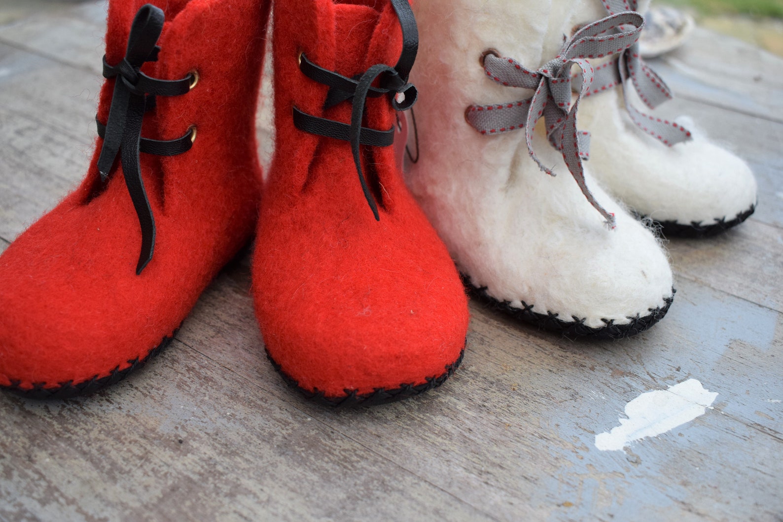 Felted Baby Shoes Leather Sole Newborn Booties, Baby Felt Shoes, Gift ...