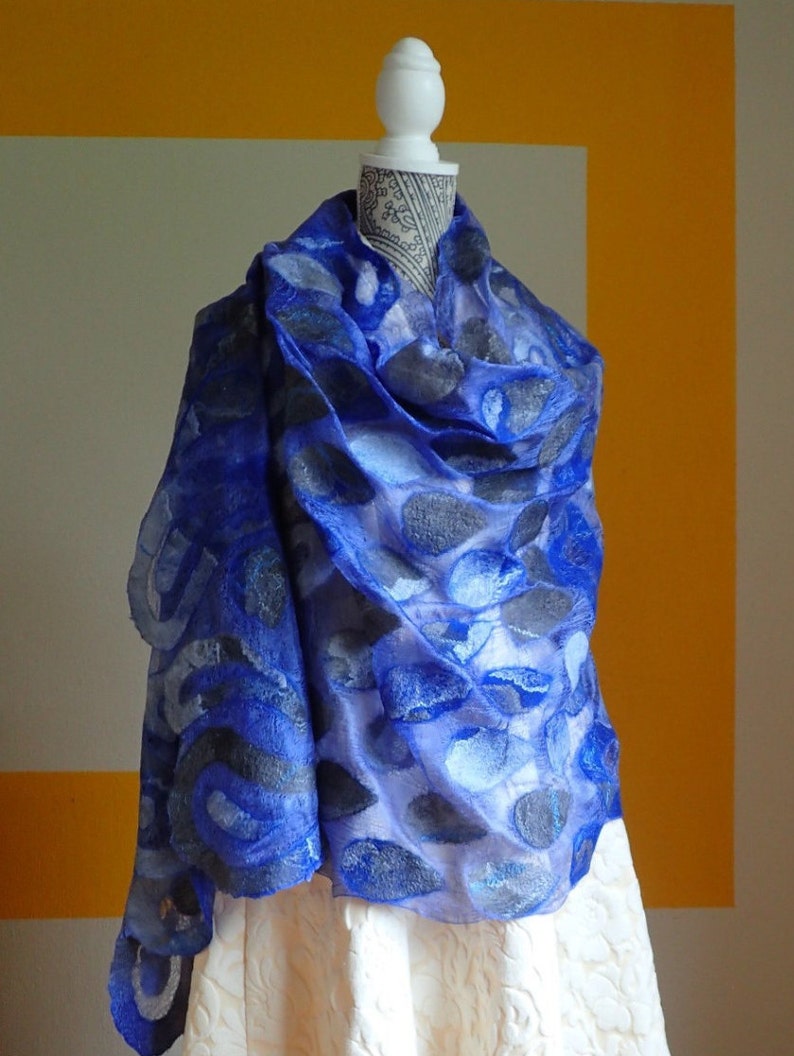 Felted Scarf Felted Wrap Felted Shawl Wool Pashmina Boho Chic Nuno Felt ...