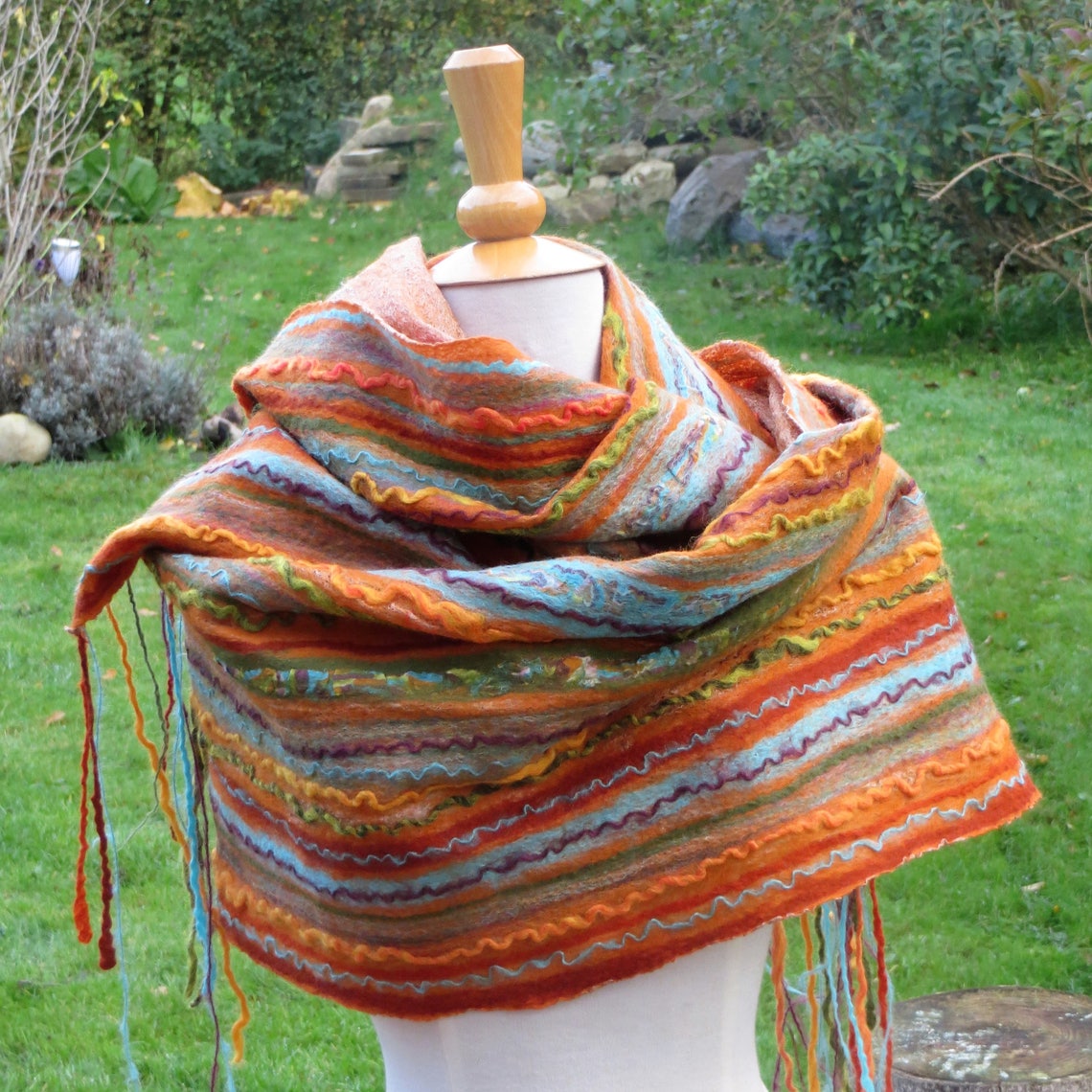 Blanket Scarf Felted Wrap Wool Scarf Wool Wrap Boho Chic Nuno - Etsy
