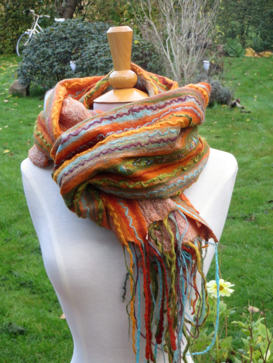 Blanket Scarf Felted Wrap Wool Scarf Wool Wrap Boho Chic Nuno - Etsy