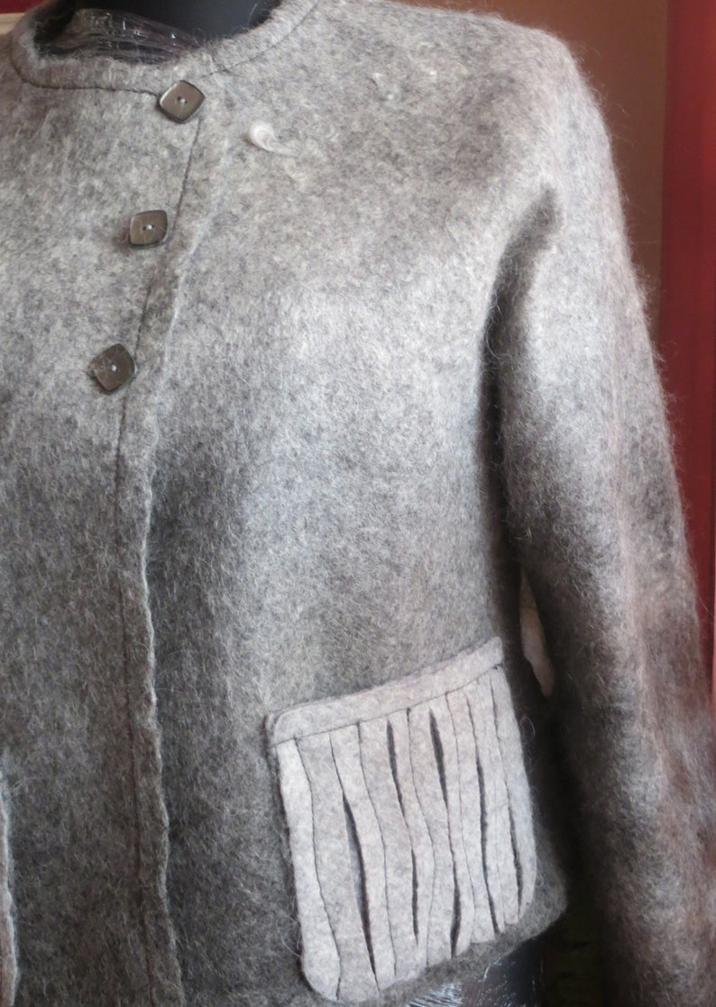 Felted Jacket Eco Design Eco Fur Collar Felted Coat Boho Wool Jacket ...