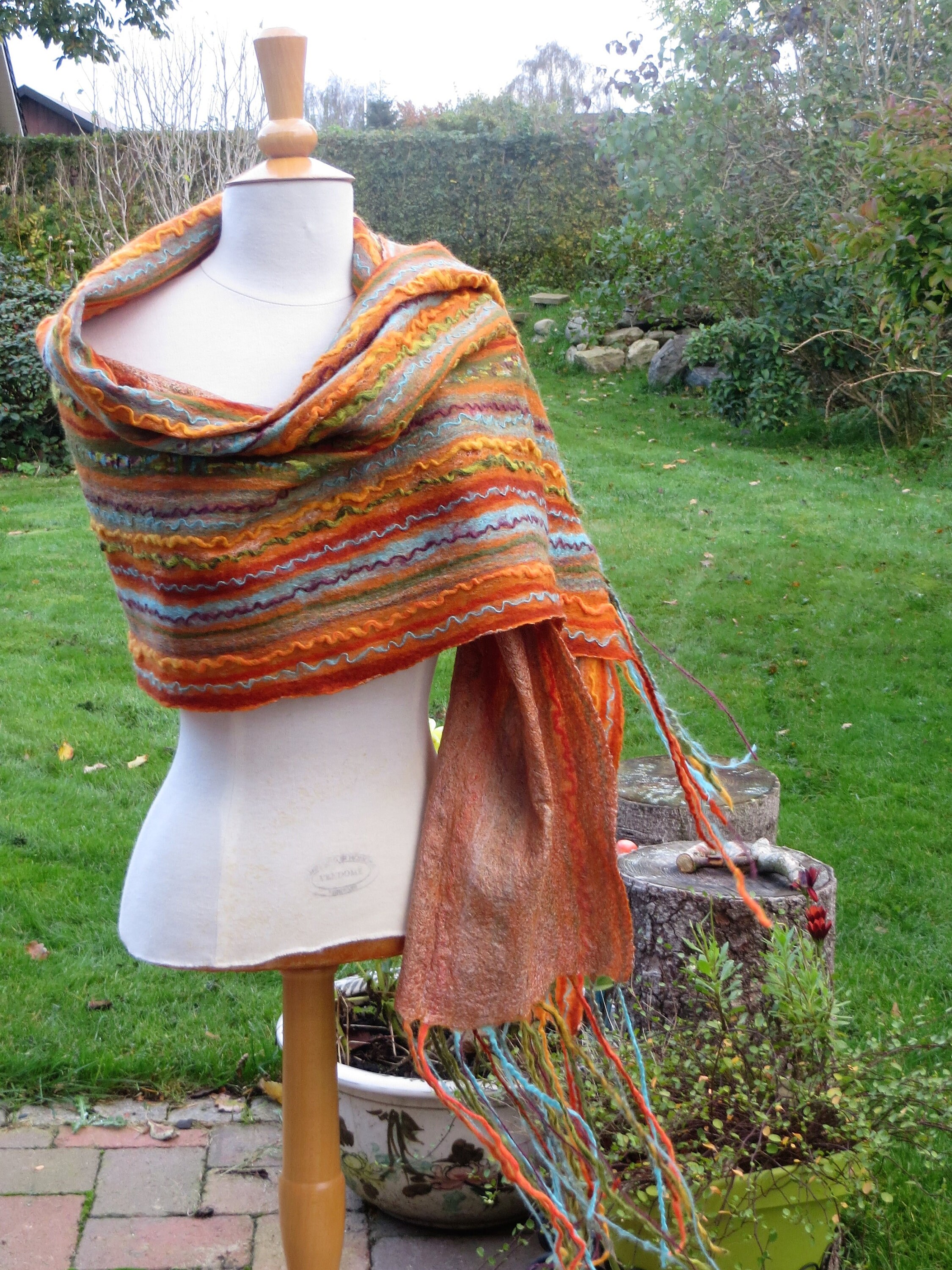 Blanket Scarf Felted Wrap Wool Scarf Wool Wrap Boho Chic Nuno - Etsy