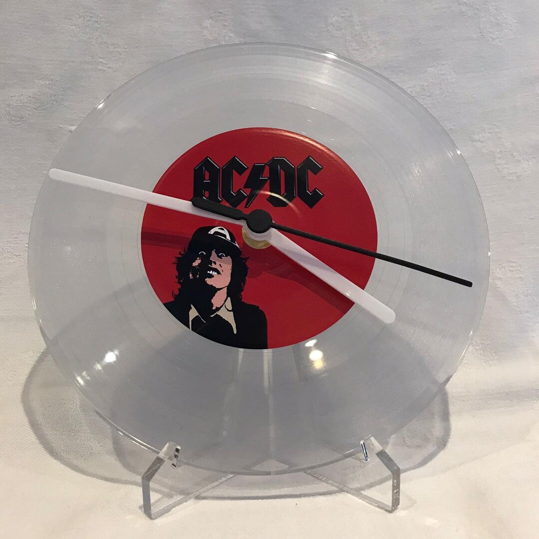 AC/DC ANGUS 7" Vinyl Record Clock, 70's Rock Inspired Art Upcycled ...