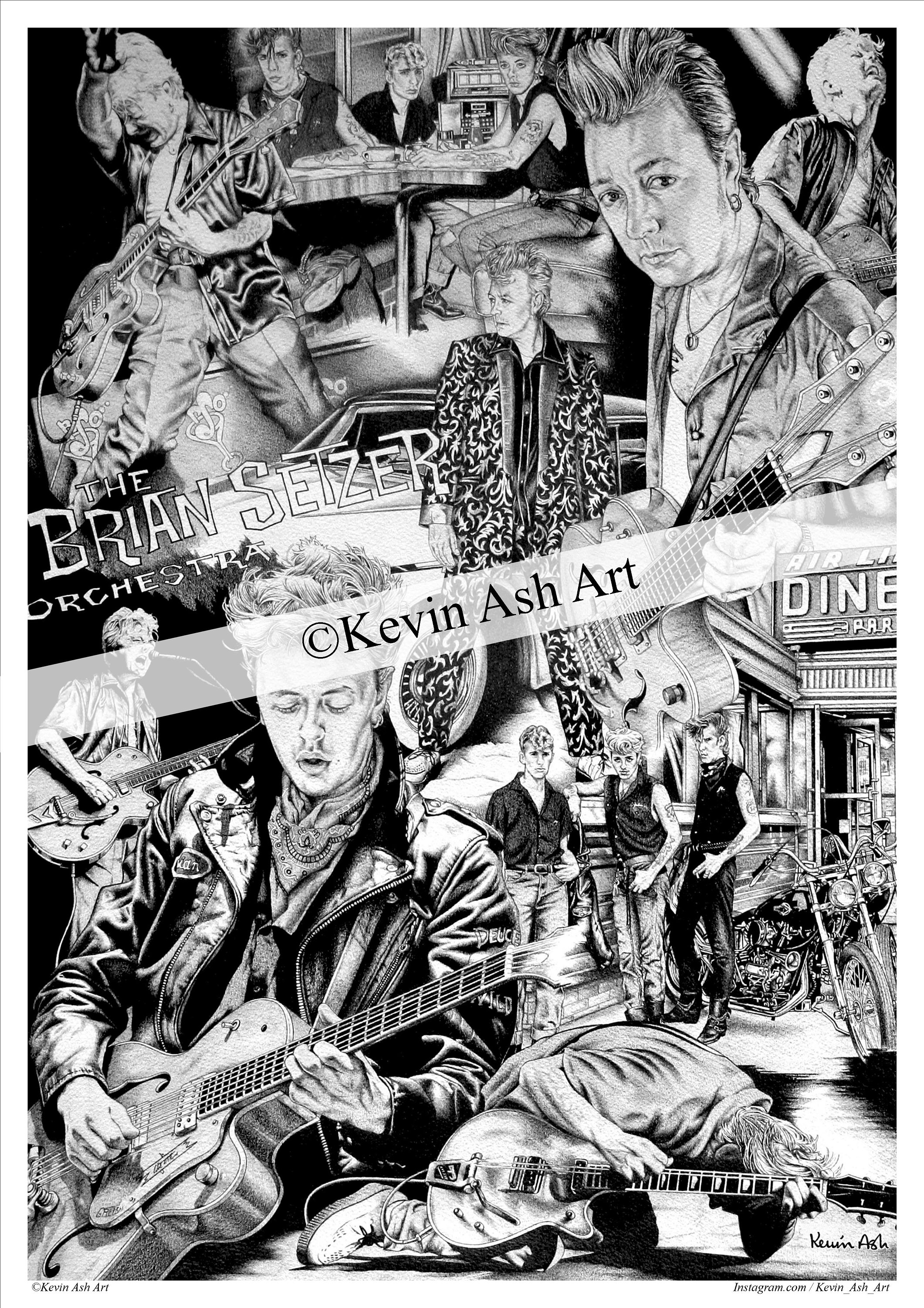 Brian SETZER / STRAY CATS by Kevin Ash A3 Art Poster - Etsy UK