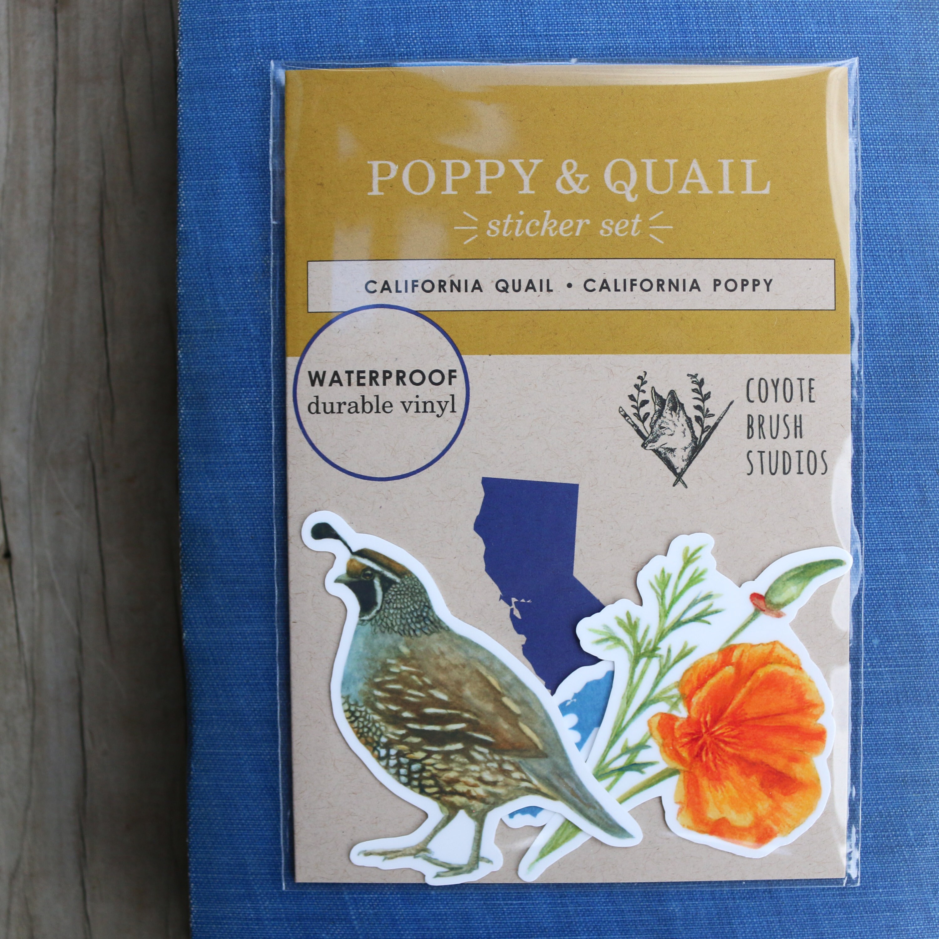 California Poppy & Quail Sticker Set: Two Vinyl Stickers - Etsy