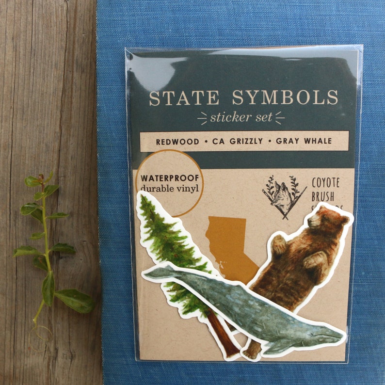 State Symbols Stickers: Three Vinyl Stickers Coastal Redwood | Etsy