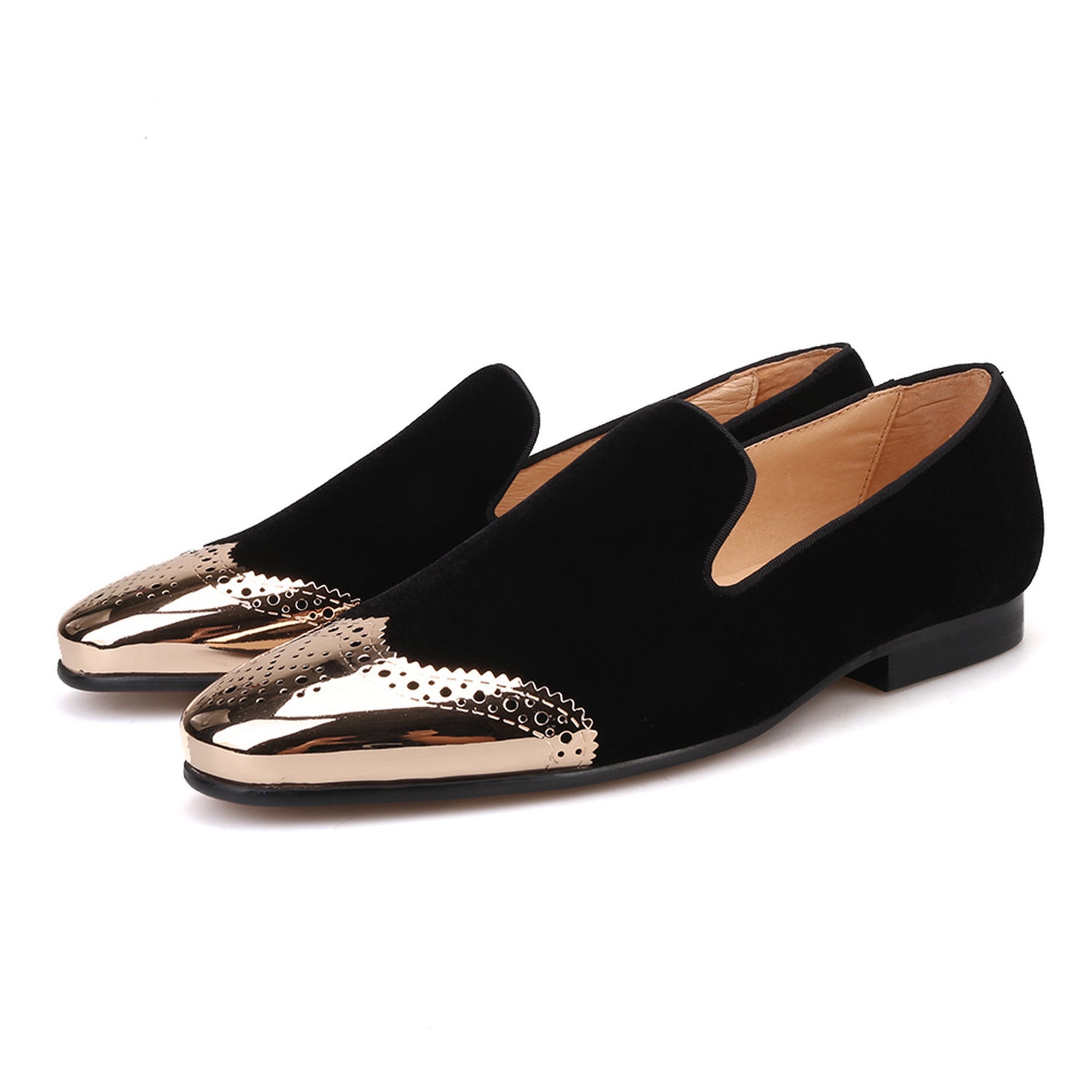 Merlutti Black Velvet Gold Bullock Buckle Loafer - Etsy