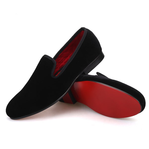 Black Velvet Men Slippers - Etsy