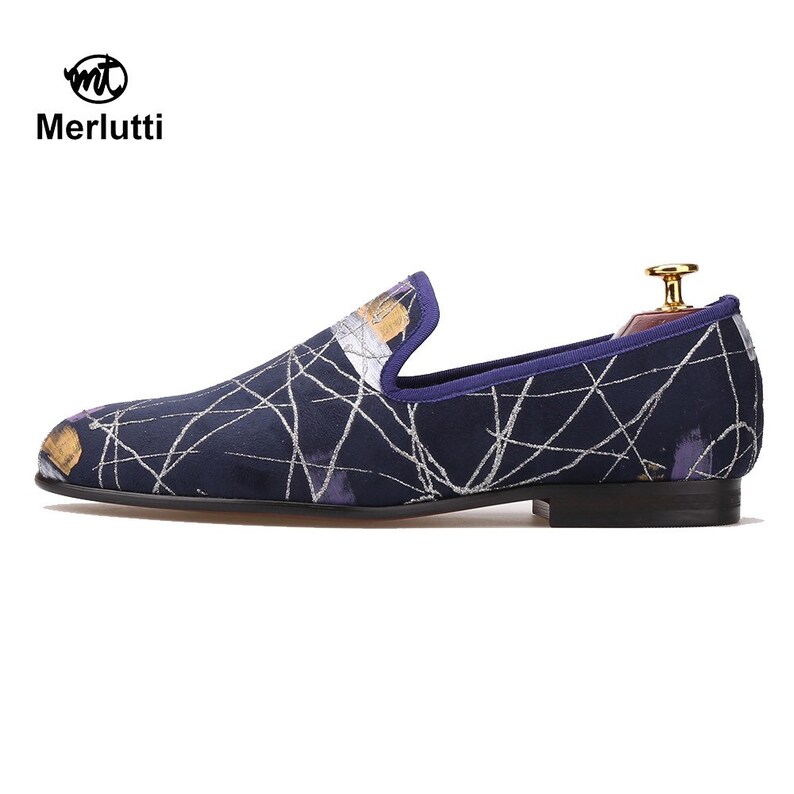 Merlutti Blue Ink Painted Fabric Loafers - Etsy