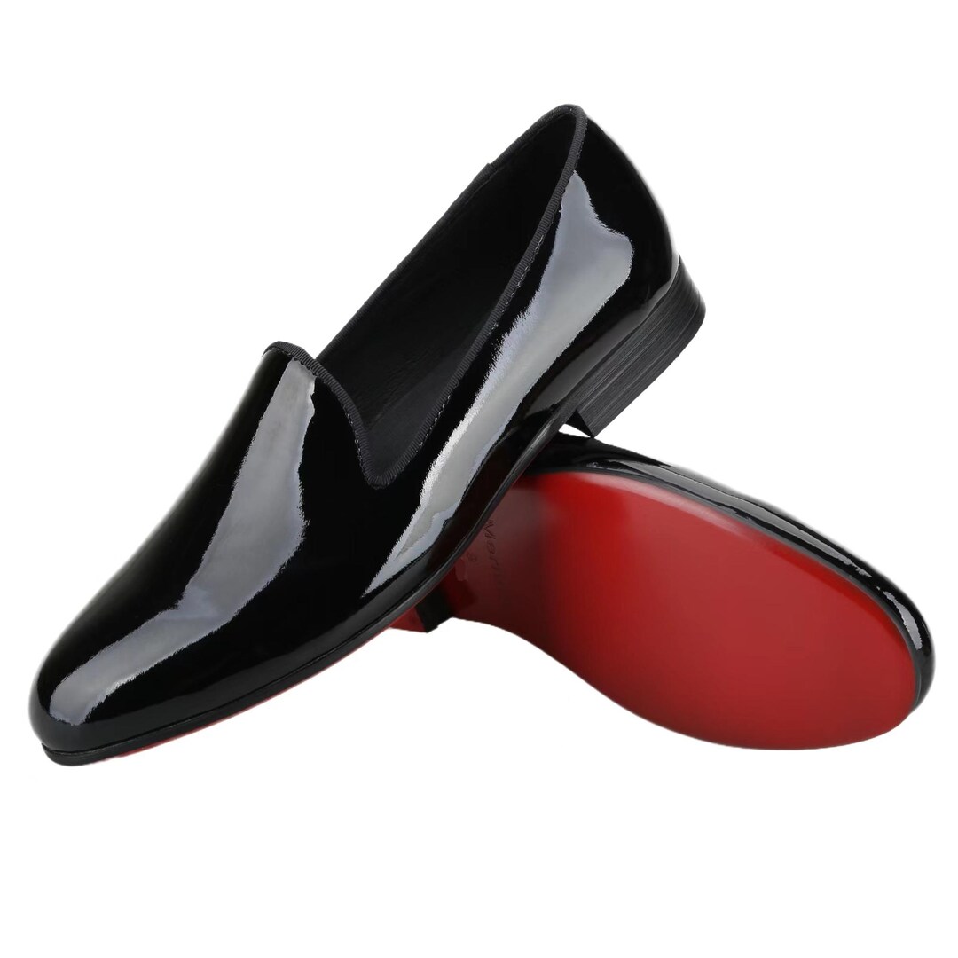 Plain Black Patent Leather Wedding Prom Loafer - Etsy