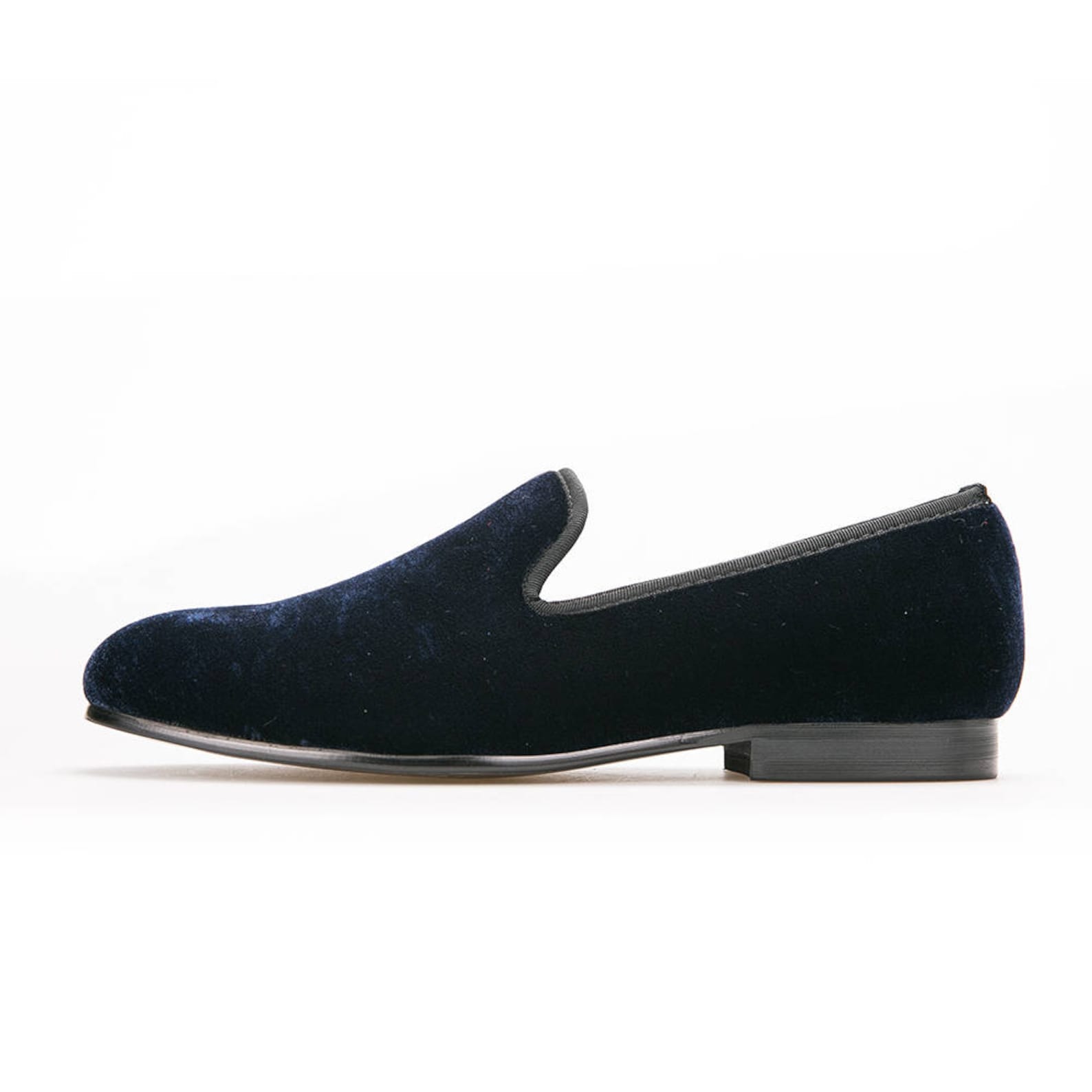 Merlutti Plain Navy Blue Velvet Slippers Loafers - Etsy