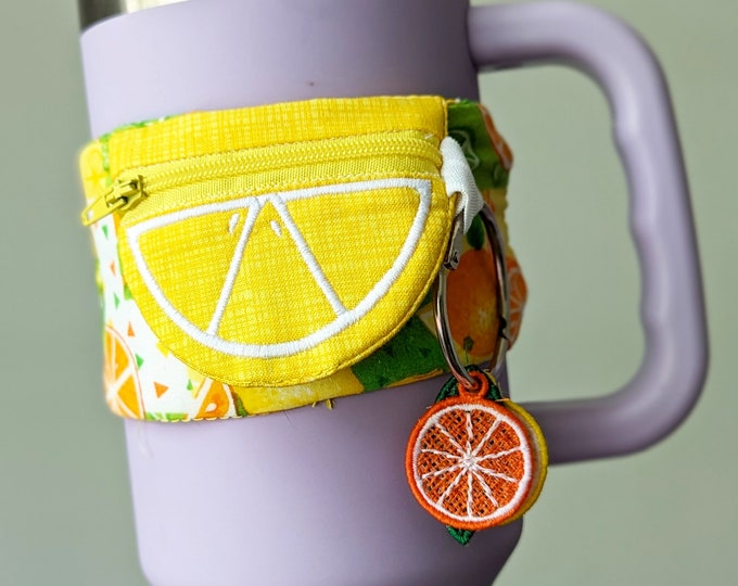 Citrus Tumbler/mug Wrap With Zipper Pocket Bag - Etsy