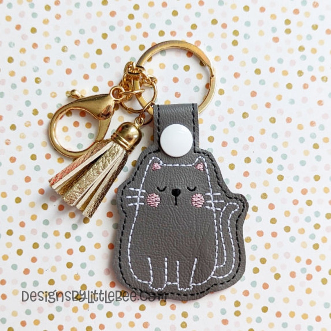 Fancy Cat Snap Tab & Eyelet Key Fobs - Instant Download Embroidery ...