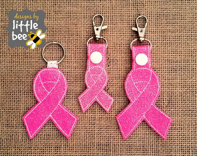 Awareness Ribbon Key Fob and Snap Tab PLUS Mini Keychain Embroidery ...