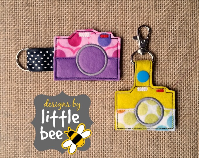 Camera Monogram Key Fob and Snap Tab Keychain Embroidery - Etsy