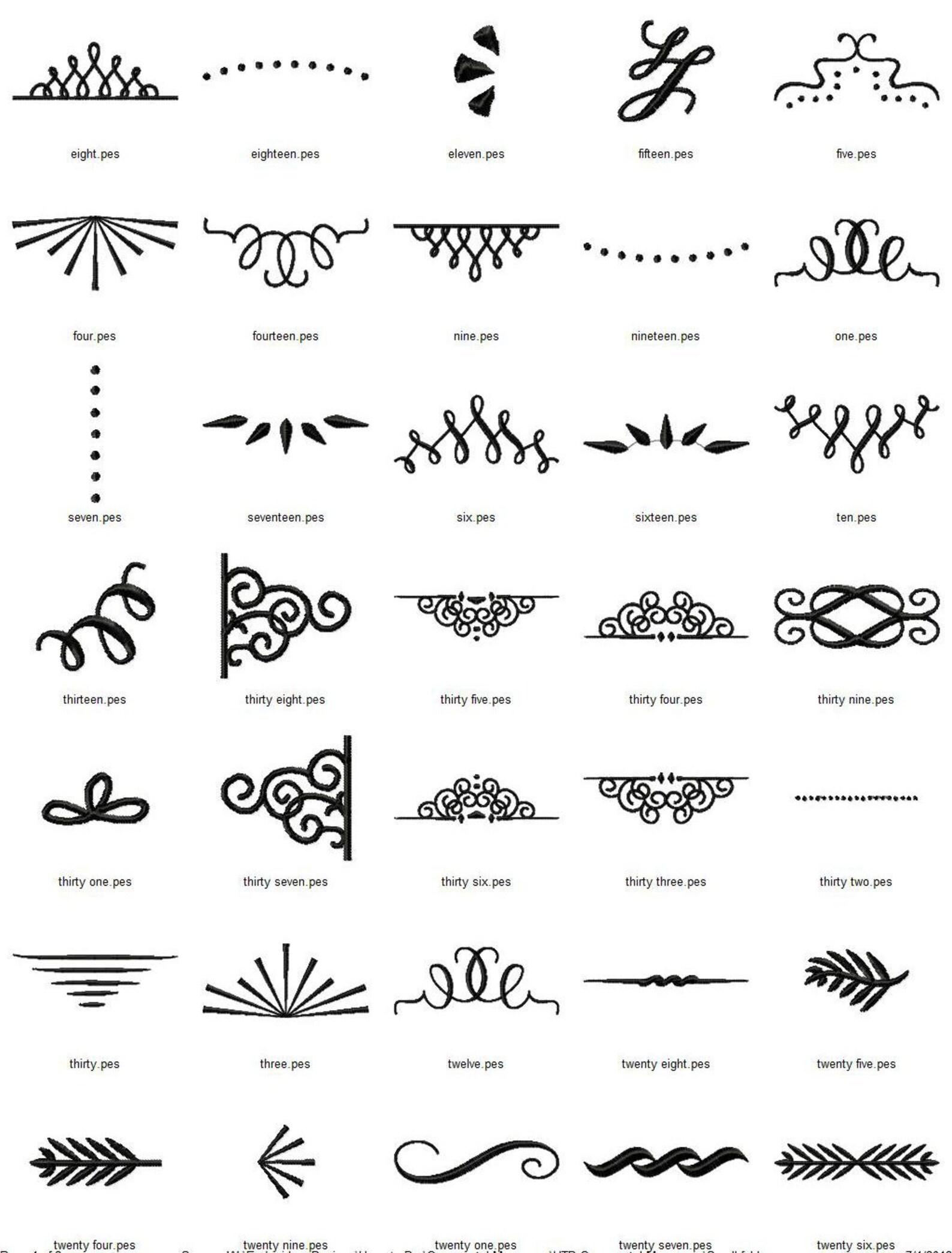 Ornamental Monogram – Font and Embellishments – Embroidery Font – .5″ 1 ...