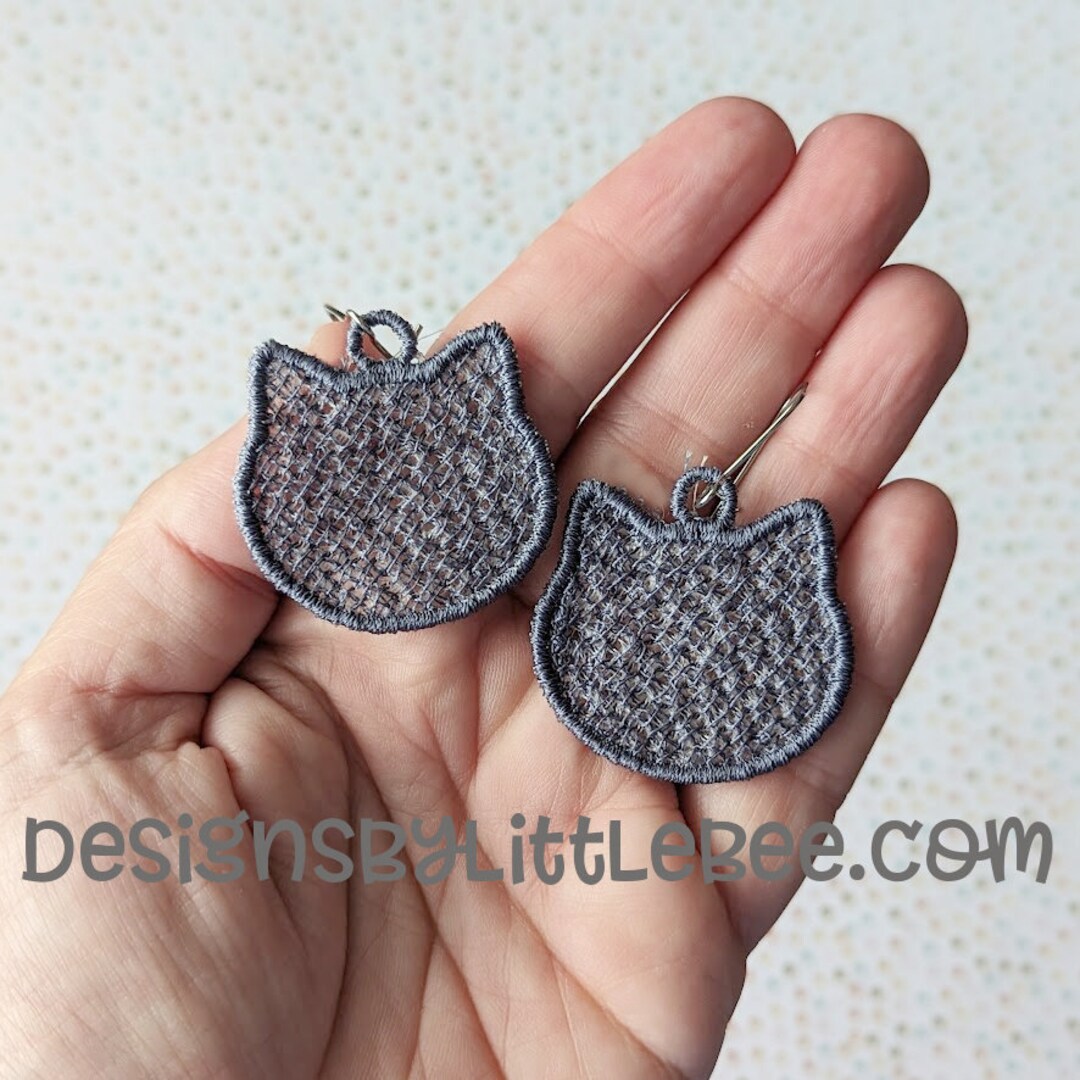 Cat FSL Earrings - Instant Download Embroidery Design - Etsy