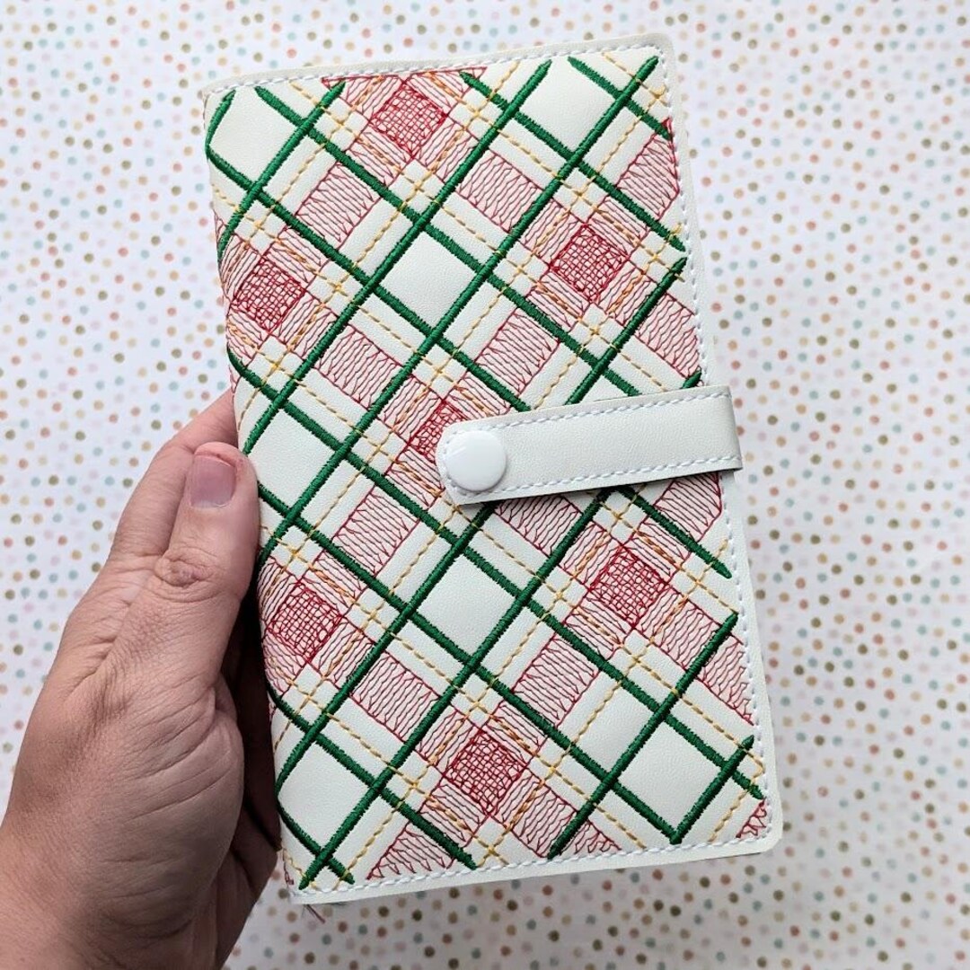 Plaid II Pocket Calendar Cover - Instant Download Embroidery Design - Etsy