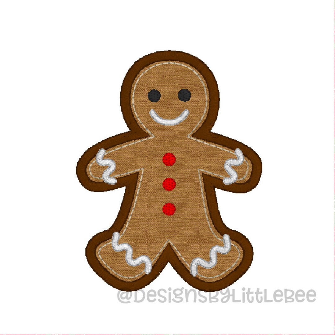 Gingerbread Boy Applique - 4 Sizes - Instant Download Embroidery Design ...