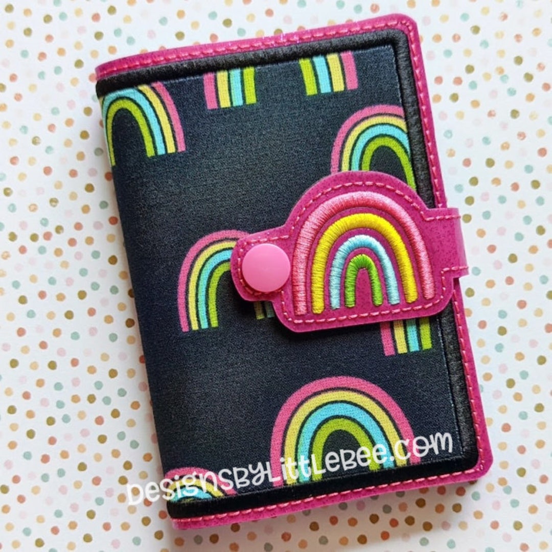 Rainbow Mini Composition Book Snap Cover - Instant Download Embroidery ...