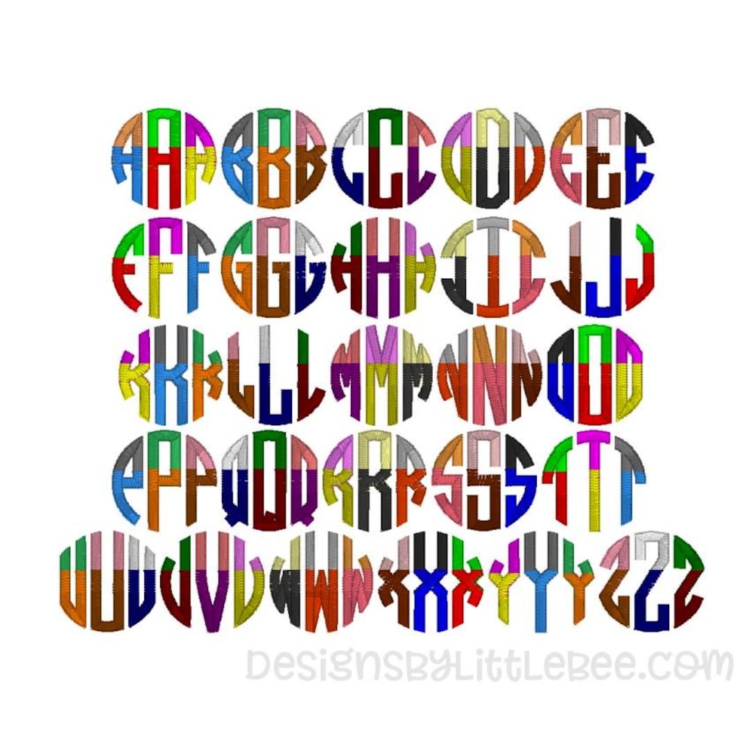 Gradient Natural Circle Monogram Font – 1″, 1.5″, 2″ - Instant Download ...