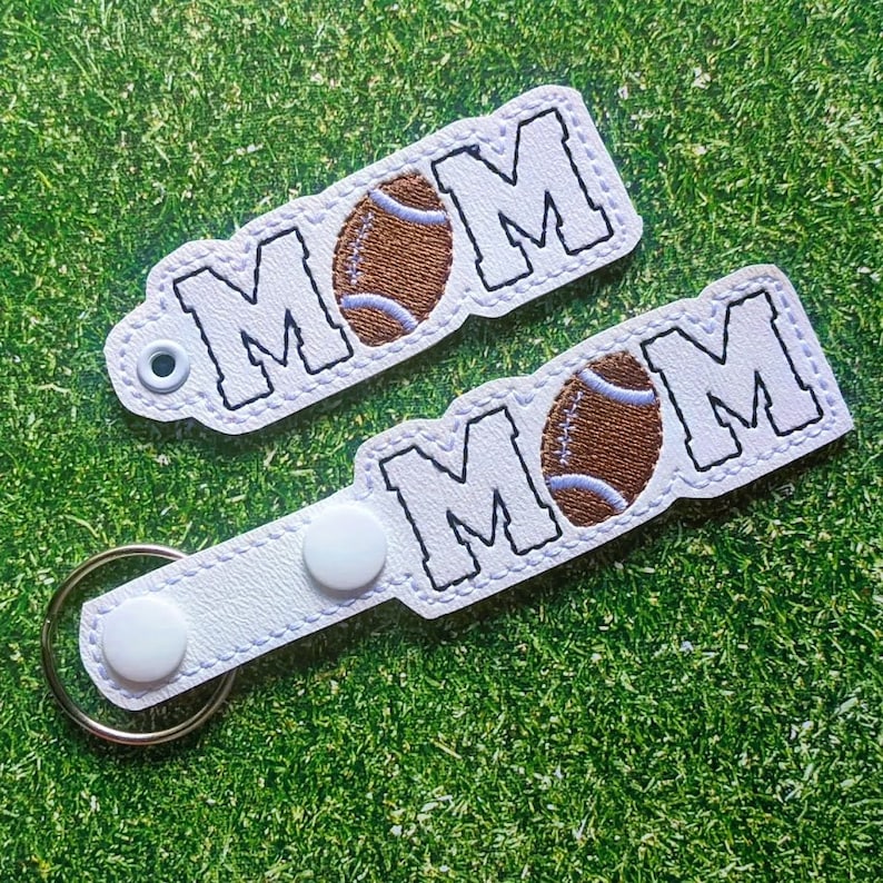 Football Mom Snap Tab & Eyelet Key Fobs - Instant Download Embroidery ...