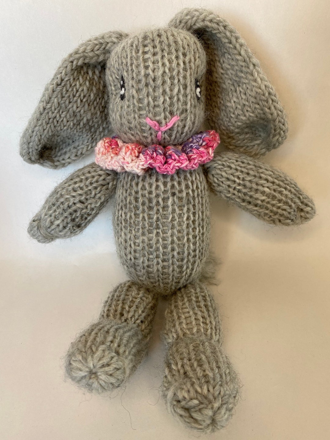 Cozy Grey Rabbit: Soft Hand-knitted Bunny Plush, Knitted Rabbit, Grey ...
