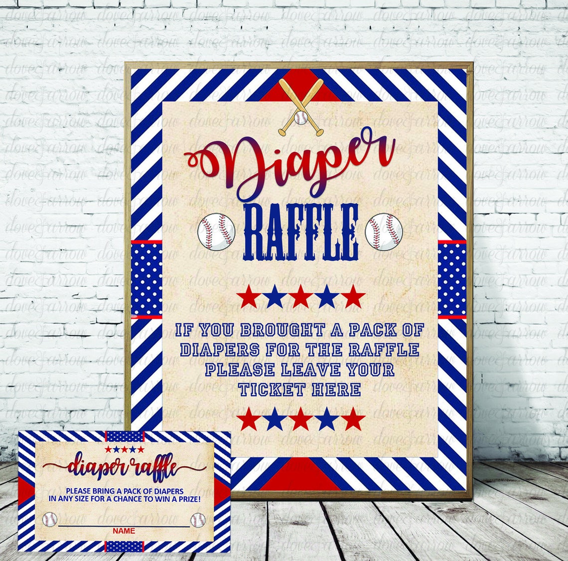 8x10 Baseball Baby Shower Diaper Raffle Ticket, Diaper Raffle Sign ...