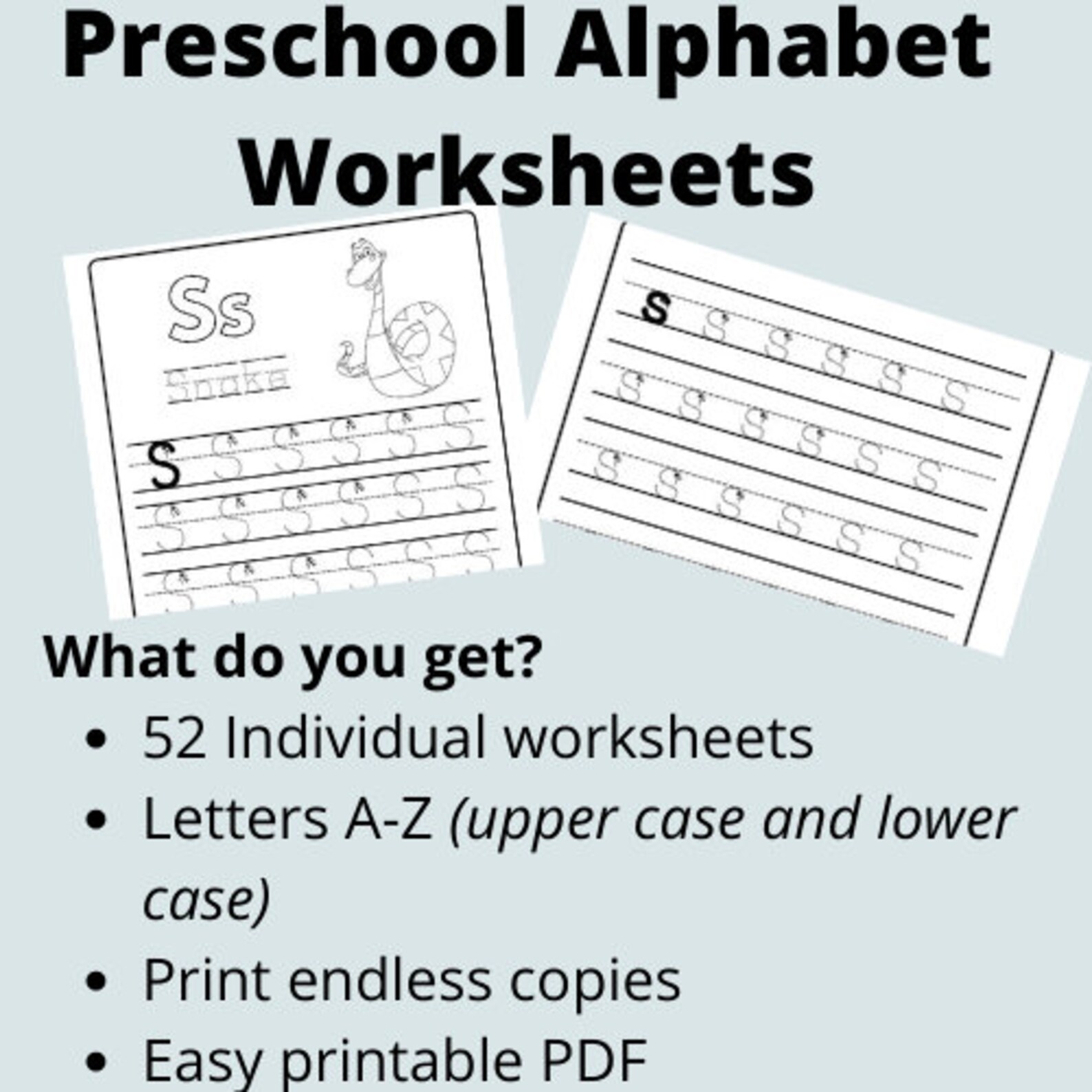 52 Pages of Printable Preschool Handwriting Worksheets - Etsy