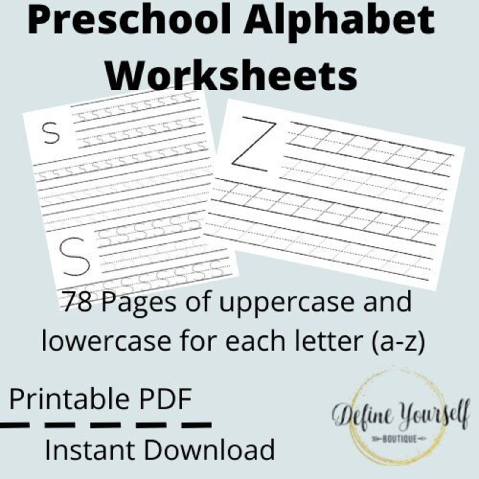 78 Pages of Printable Preschool Handwriting Worksheets - Digital ...