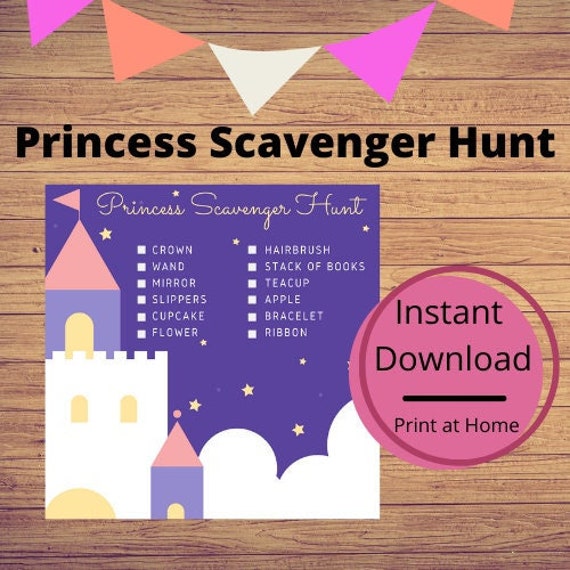 Princess Scavenger Hunt Instant Download Kids Birthday Party | Etsy