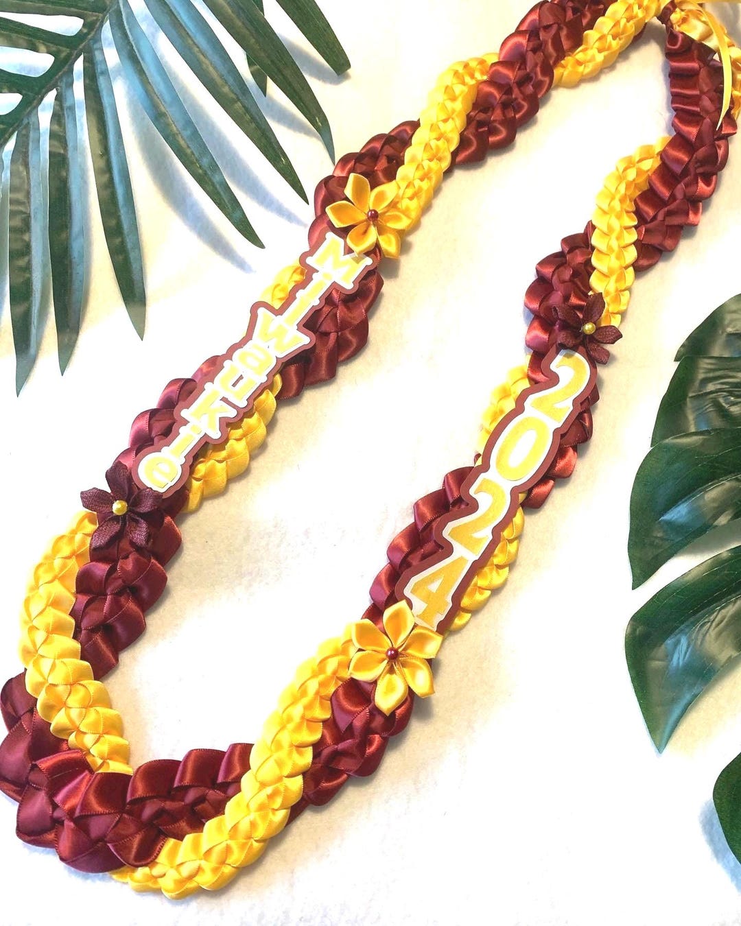 DOUBLE Strand Graduation Lei Any Colors Any Name Customize Grad Lei ...